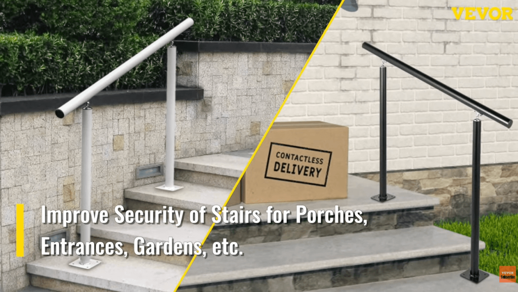 VEVOR Adjustable Aluminum Outdoor Handrail: Safety & Style for Your ...