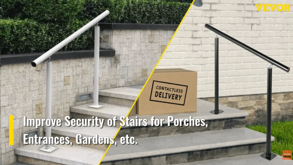 VEVOR Adjustable Aluminum Outdoor Handrail: Safety & Style for Your ...