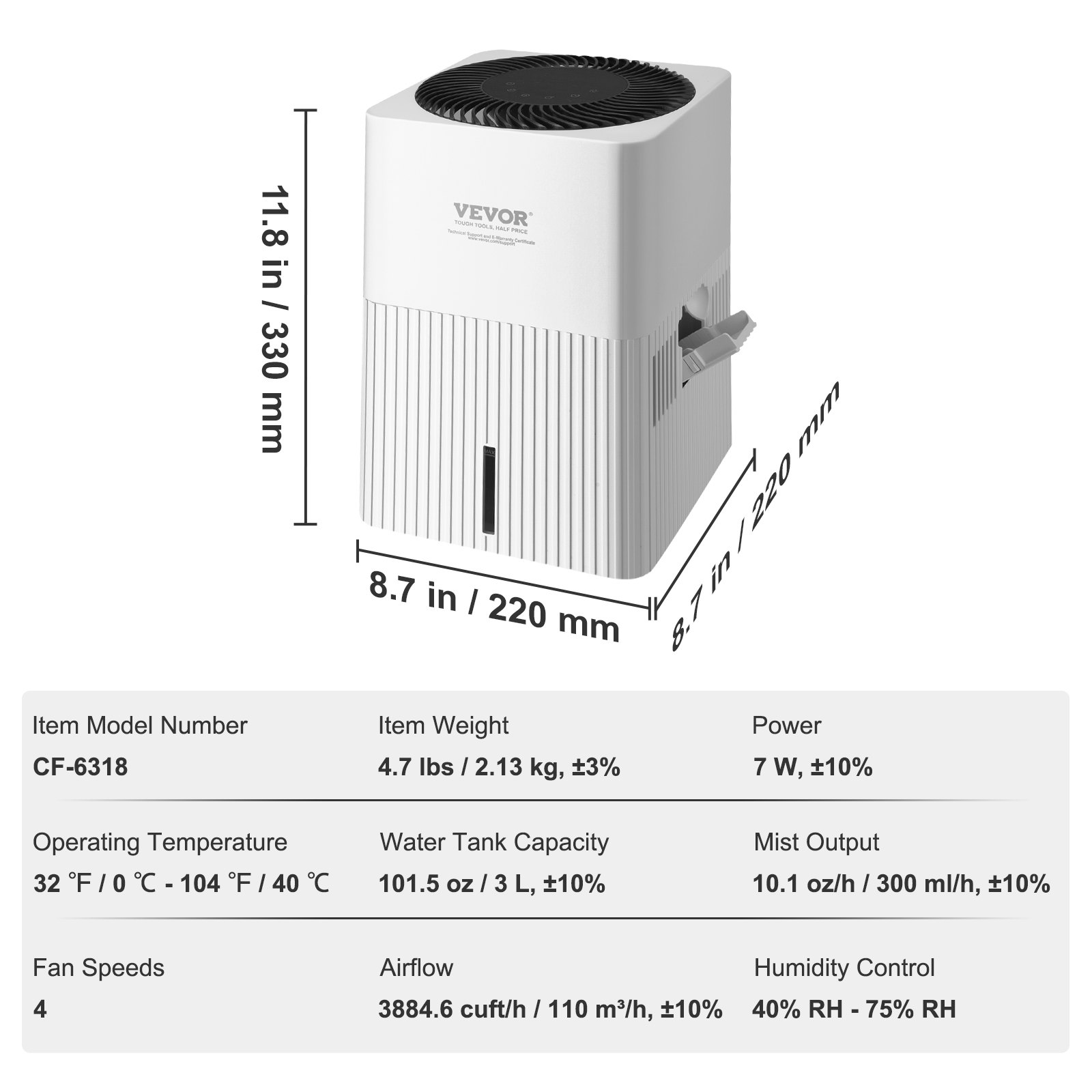 VEVOR Evaporative Humidifiers Mist-Free 3L Manual - VEVOR Blog