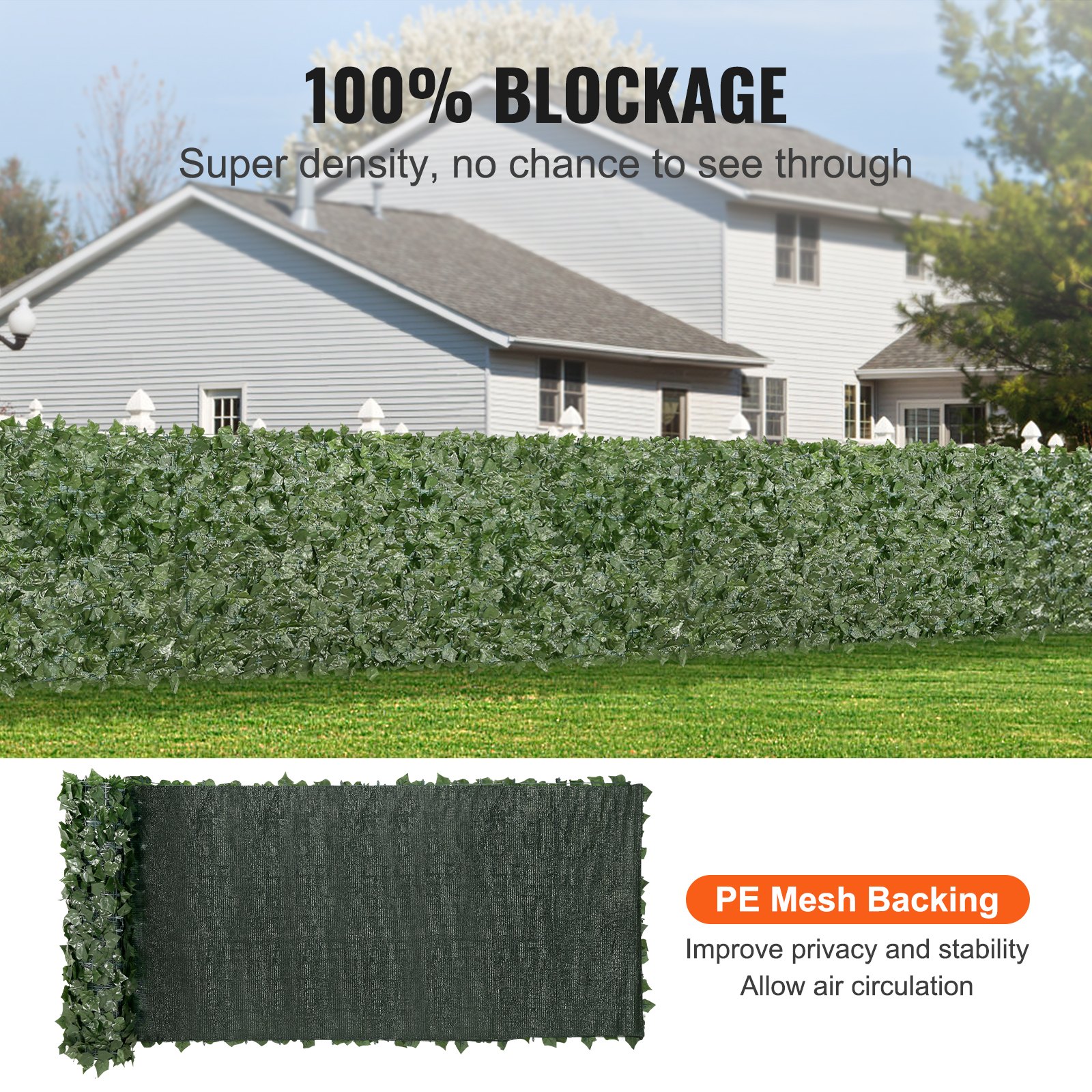 VEVOR Ivy Privacy Fence, 39 x 158in Artificial Green Wall Screen Manual ...