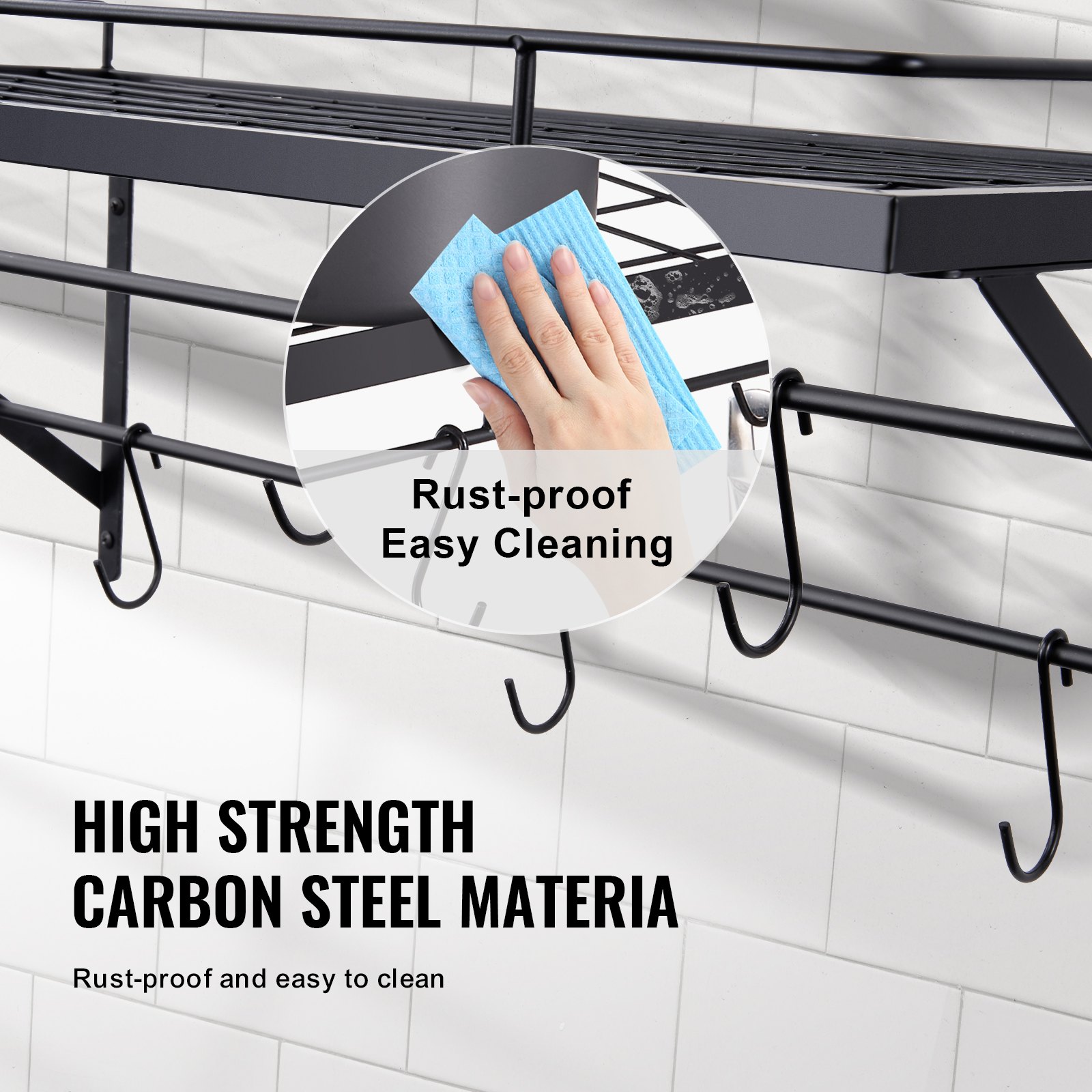 VEVOR Pot Rack Wall Mounted, 24 inch Pot and Pan Hanging Rack Manual ...