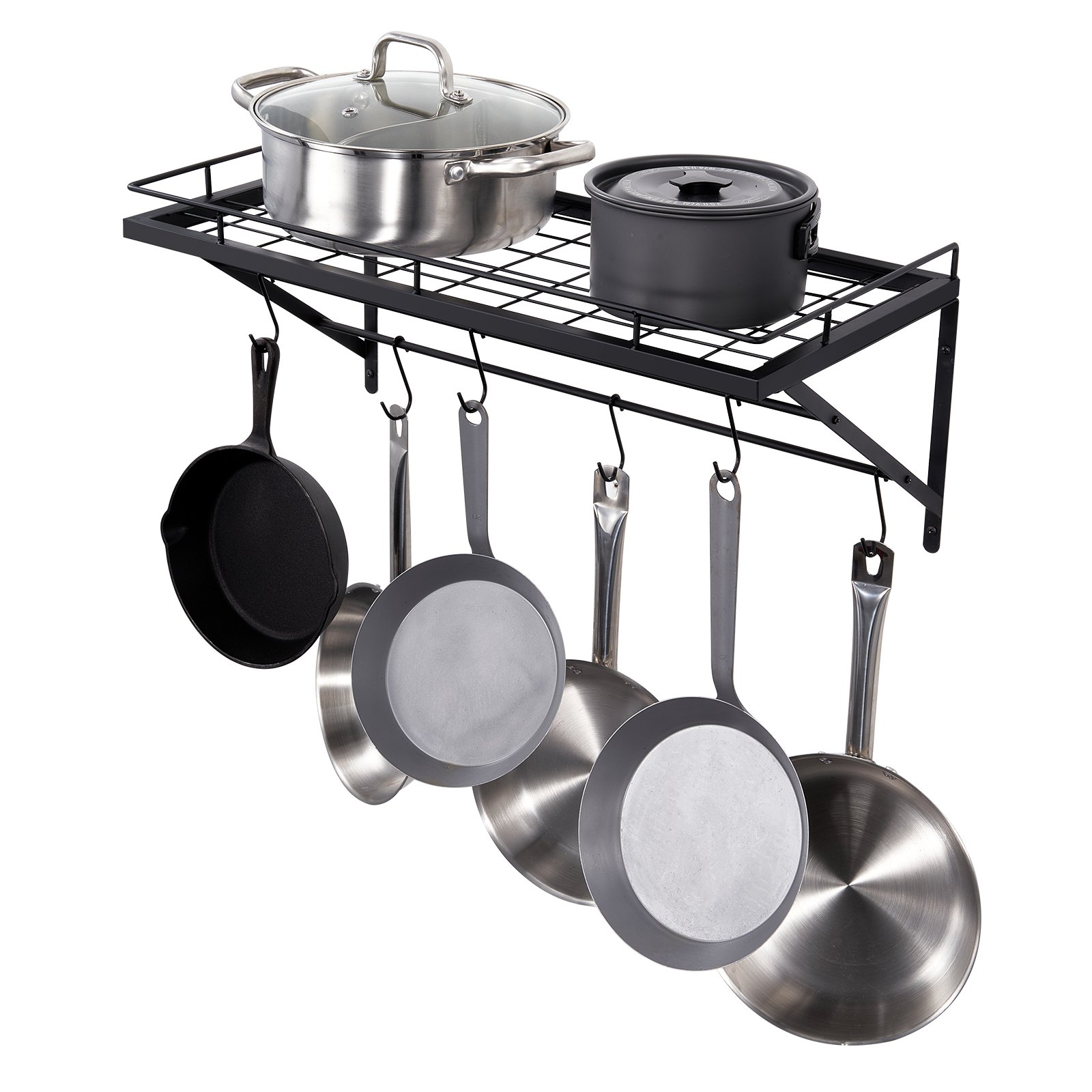 VEVOR Pot Rack Wall Mounted, 24 inch Pot and Pan Hanging Rack Manual ...